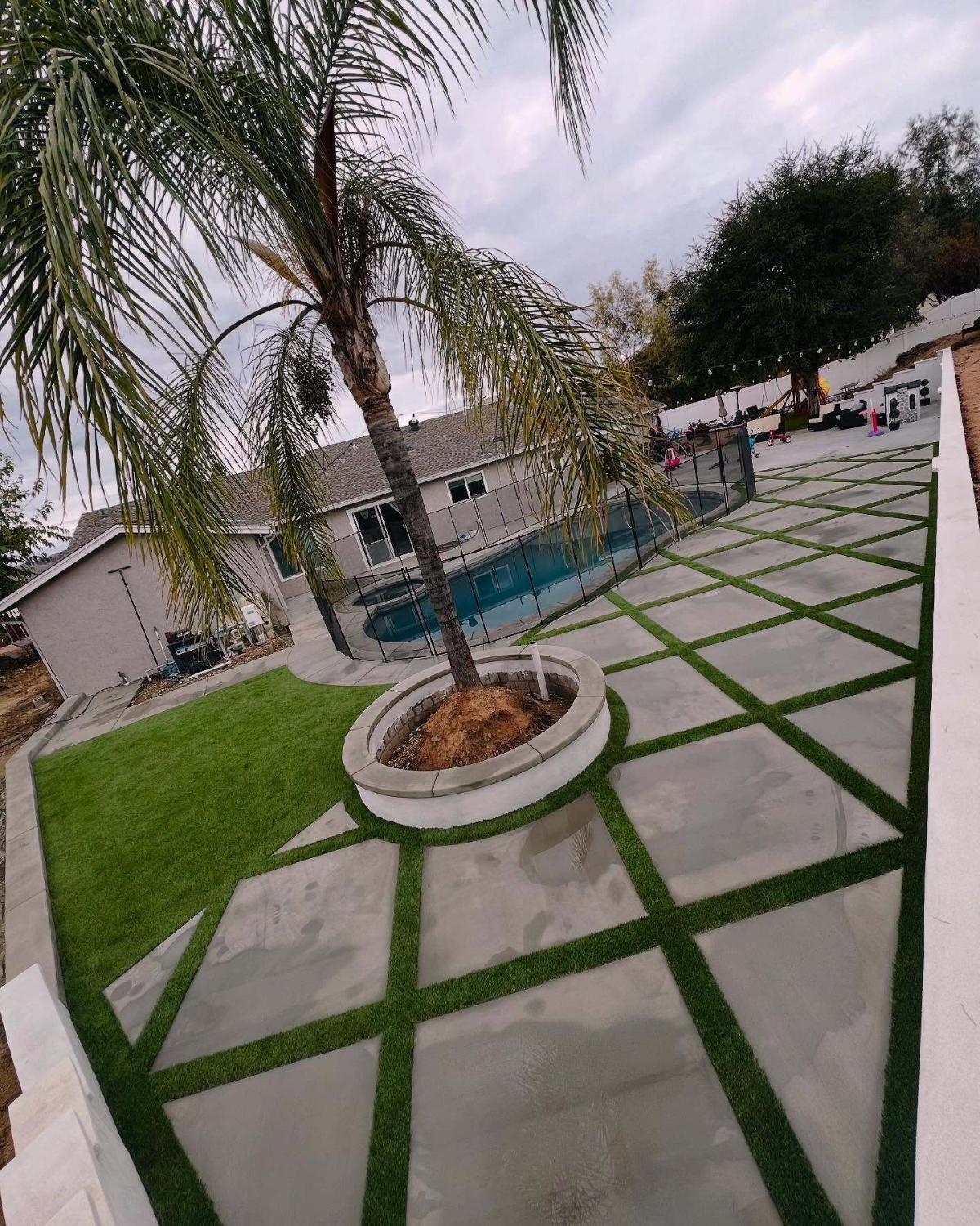 Custom Paved Pool Deck, Green-R Turf of Coachella Valley
